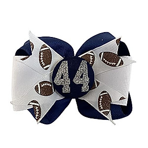Soccer Bow with Glitter Initial or Number Button, Hot Pink Black and White, Baseball Softball Cheer and Volleyball Football
