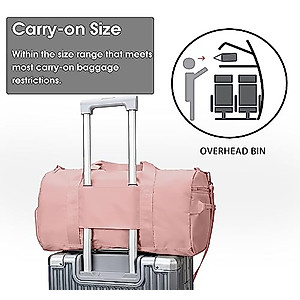 BAVELOE Small Gym Bag for Women, Travel Duffle Bag with Wet Pocket Shoes Compartment Dance Bag Overnight Weekender Bag (Pink)