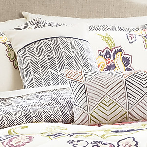 Lush Decor Aster Comforter Flower Pattern Reversible 5 Piece Lightweight Bedding Set, Coral & Navy, Full/Queen