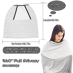 Baby Car Seat Covers Mesh Zipper Peep Window Nursing Cover Breastfeeding Scarf Baby Carseat Canopy Infant Stroller Cover Baby Shower Gifts for Girls and Boys Mothers Day Gifts (Grey Stripe)
