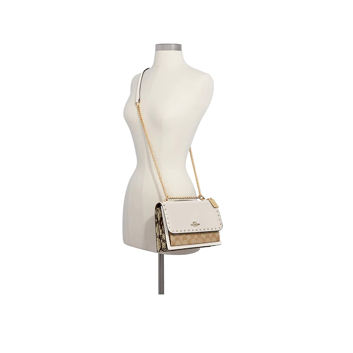 COACH Klare Crossbody In Signature Canvas With Rivets (IM/Light Khaki Multi)