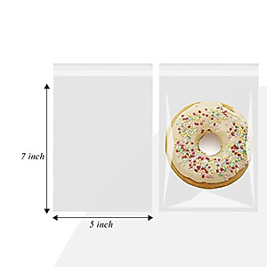 Cellophane Treat Bags, 5'' x 7'' Self Sealing Cellophane Bags, Resealable Clear Valentine Candy Bags for Gifts, Bakery, Pastry, Chocolate Wrapping & Packaging, Pretzels Individual Bags or Photo Sleeves