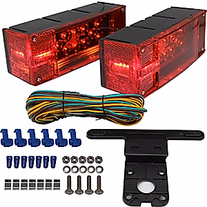 MAXXHAUL 70468 Trailer Light Kit - 12V All LED, Rectangular Left and Right Waterproof Submersible for Trailers, Boat Trailer Truck Marine Camper RV Snowmobile