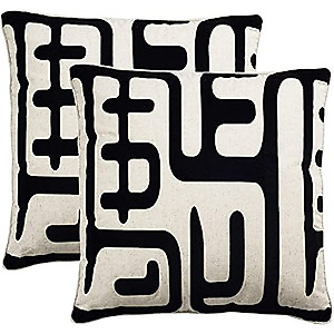 Safavieh Pillows Collection Maize Decorative Pillow, 20-Inch, Black, Set of 2