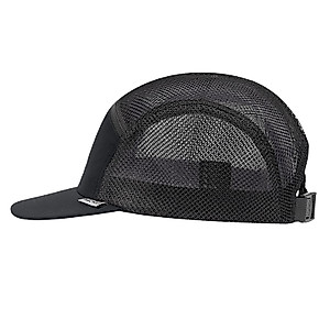 Croogo 5 Panel Short Bill Cap Flat Brim Mesh Baseball Caps Trucker Hat Cooling Breathable Quick Dry Sport Hats,Black-GD16