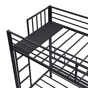 EMKK Metal Triple Bunk Bed for Kids,Twin-Over-Twin-Over-Twin Bunkbeds with Ladder and Safety Guardrails for Kids/Teen/Adults Bedroom,No Box Spring Needed