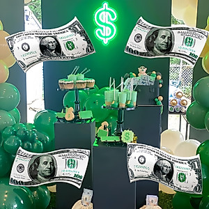 4PCS Money Dollar Currency Money Bill Balloons/Dollar Bill Party Balloons/Money Theme Birthday/Big Size Fake Money Reusable Balloons/Casino Party/Baby Shower Boss/Las Vegas Party/Graduation