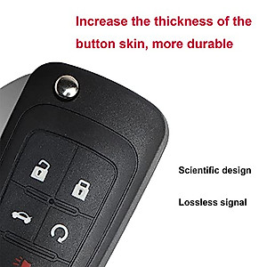 5 Buttons Flip Key Fob fits 2010-2017 Buick Allure Encore Lacrosse Regal Verano Chevy Camaro Cruze Equinox Impala Malibu Sonic GMC Terrain Keyless Entry Remote OHT01060512