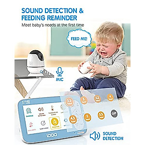 iDOO Baby Monitor, Baby Monitor with Camera and Audio 720P, Baby Monitor no WiFi with Night Vision, 5" HD Display, Remote Pan-Tilt-Zoom, 900 ft Long Range, Two-Way Talk, Room Temperature, Lullabies