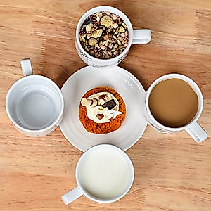 ANTIS'S HOME Stackable Coffee Mugs Set of 4 with Stand, Marble Silver Pattern 10 OZ Ceramic Coffee Mug Set with Rack, Espresso Cups Set Coffee Cup Set for Coffee, Tea, Cocoa, Milk