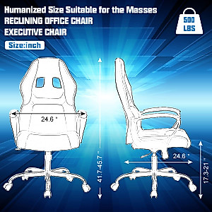 Gaming Chair PC Office Chair Ergonomic Gamer Chair PU Leather Executive Computer Chair with Lumbar Support High Back Adjustable Rolling Swivel Desk Chair for Adult Teen, Black