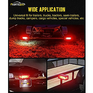 Partsam 12V LED Submersible Low Profile Rectangular Trailer Lights, Waterproof LED Combination Trailer Tail Light Kit Stop Brake License Plate Turn Running Lights Sealed for Boat Trailer Lights Truck