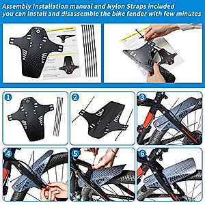 R2Depot Bike Fender with 12 Cable Ties, 2 Parts- Front/Rear Mud Guards Fit for 20"/22"/24"/26" Bike B-2-piece Set