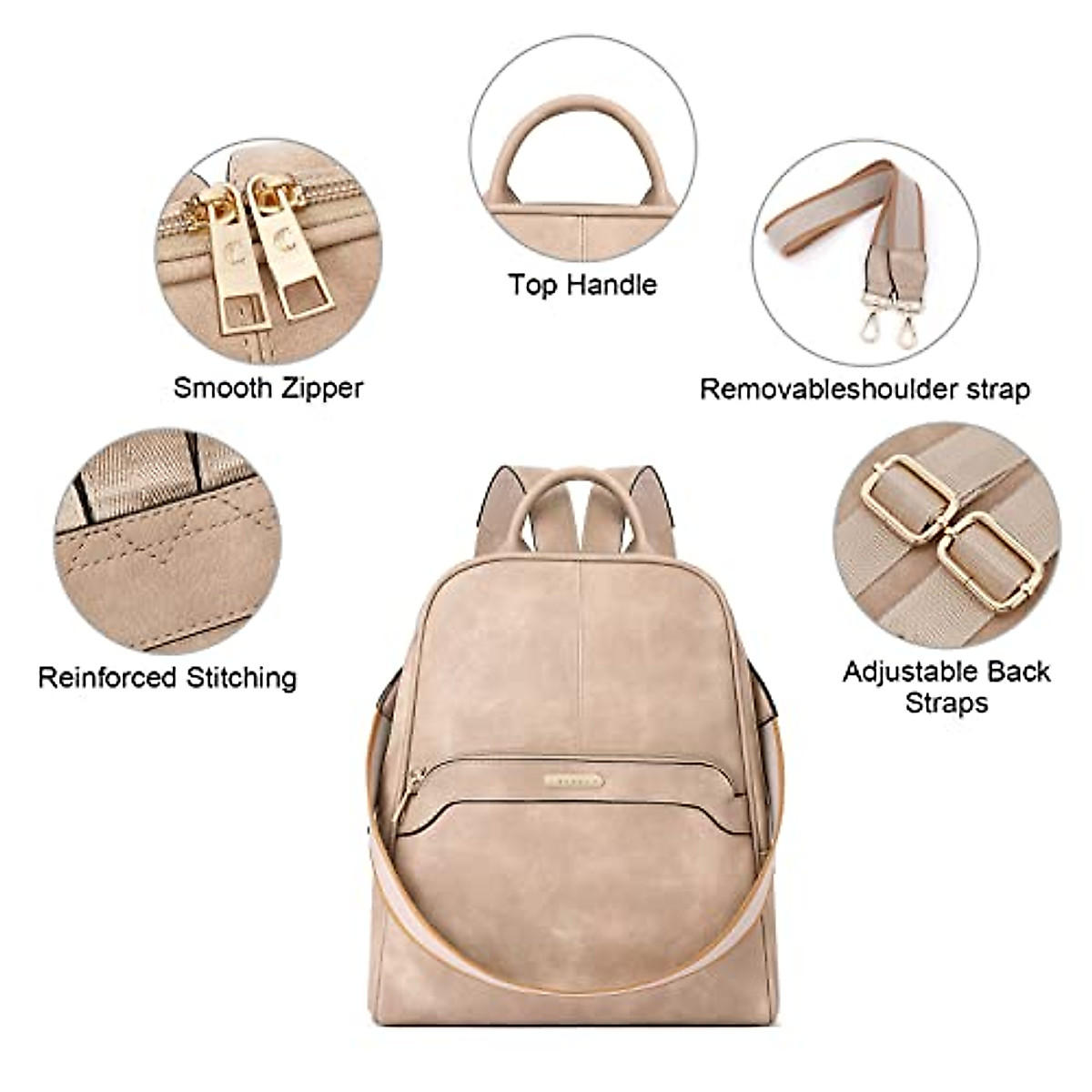 CLUCI Womens Backpack Purse Leather Backpack Travel Purse Convertible Ladies Designer College Work Daypack Shoulder Bags
