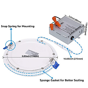 TORCHSTAR Basic Series 12-Pack 6 Inch Ultra-Thin LED Recessed Lighting with Junction Box, Aluminum, 2700K Soft White, 5%-100% Dimmable Slim Recessed Downlight, 12W 850LM, ETL and Energy Star