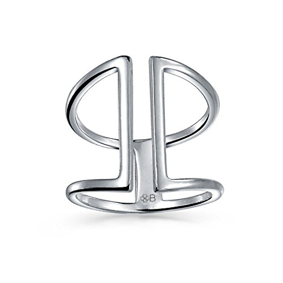 Modern Trendy Fashion Geometric Double Wide Vertical Bar Ring .925 Sterling Silver Ring For Teen Women Adjustable