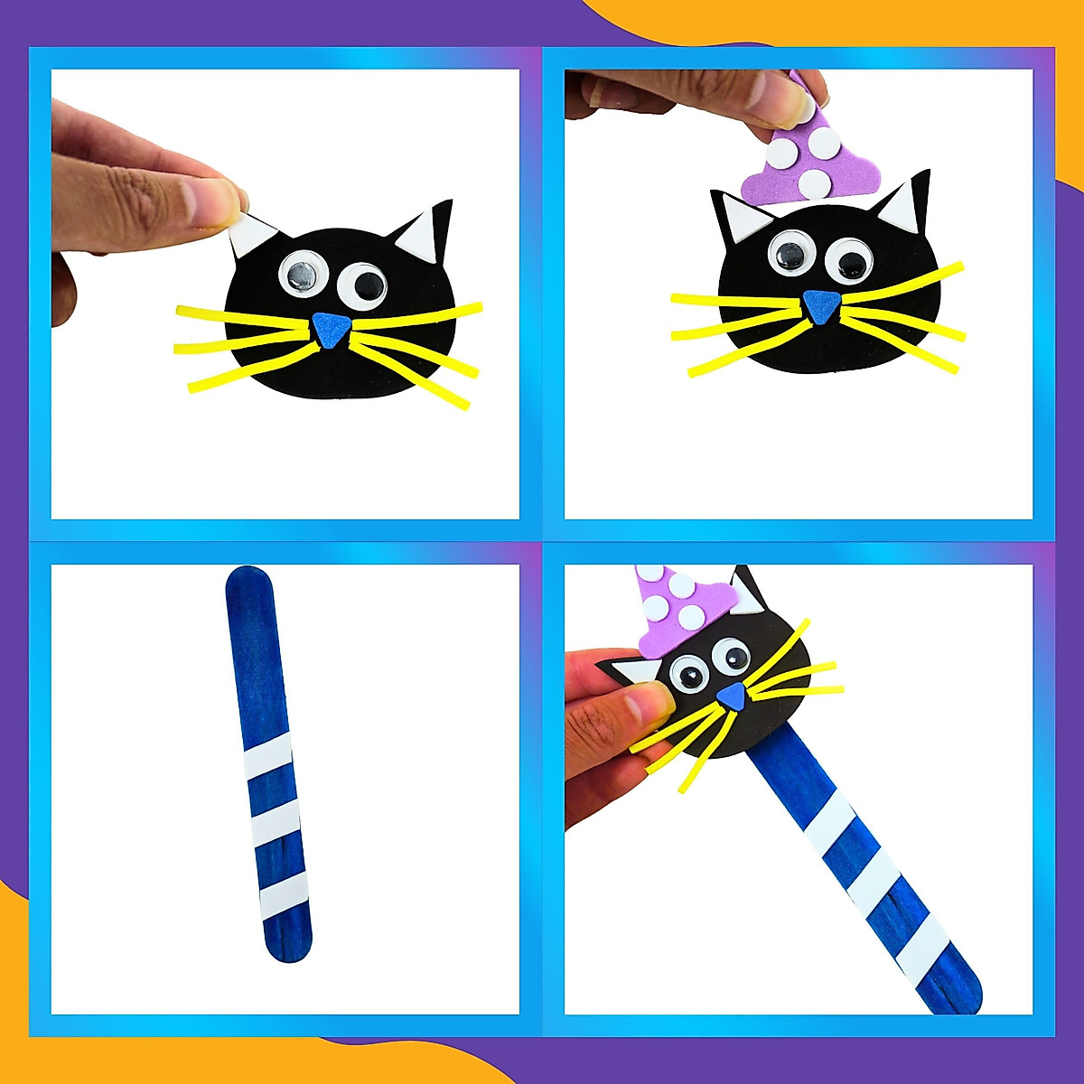 4E's Novelty Halloween Bookmark Craft for Kids 2024-12 Pack Bulk Kids Halloween Crafts Ages 4-8, 8-12 Halloween Activities for Kids Classroom Halloween Bookmarks, DIY Foam Halloween Craft Kit