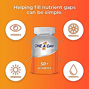One A Day Women’s 50+ Multivitamins Tablet, Multivitamin for Women with Vitamin A, C, D, E and Zinc for Immune Health Support*, Calcium & more, 200 Count