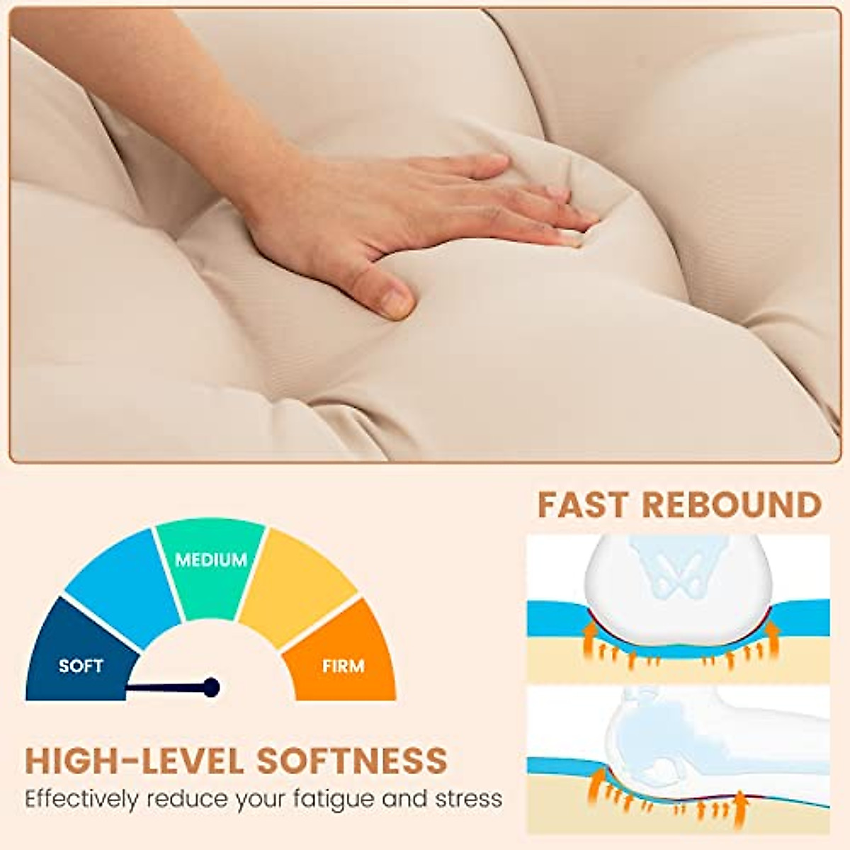 Giantex Outdoor Bench Cushion, 52 x 19.5 Inch Thick Tufted Patio Cushion Pads for Garden Sofa Settee Couch, Loveseat, Waterproof Patio Furniture Swing (Beige)