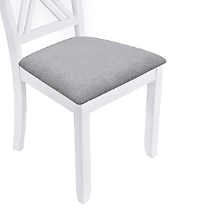 Harper & Bright Designs Rustic Wood 5-Piece Dining Table Set, Wood Kitchen Table Set with Table and 4 X-Back Dining Chairs, White