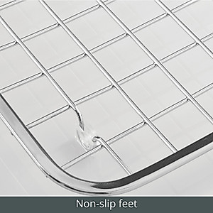 mDesign Modern Metal Wire Protective Kitchen Sink Raised Drying Mat/Grid for Countertop - Dry Dishes, Cups, Plates, Mugs - Easy to Clean - Unity Collection - 2 Pack - Chrome