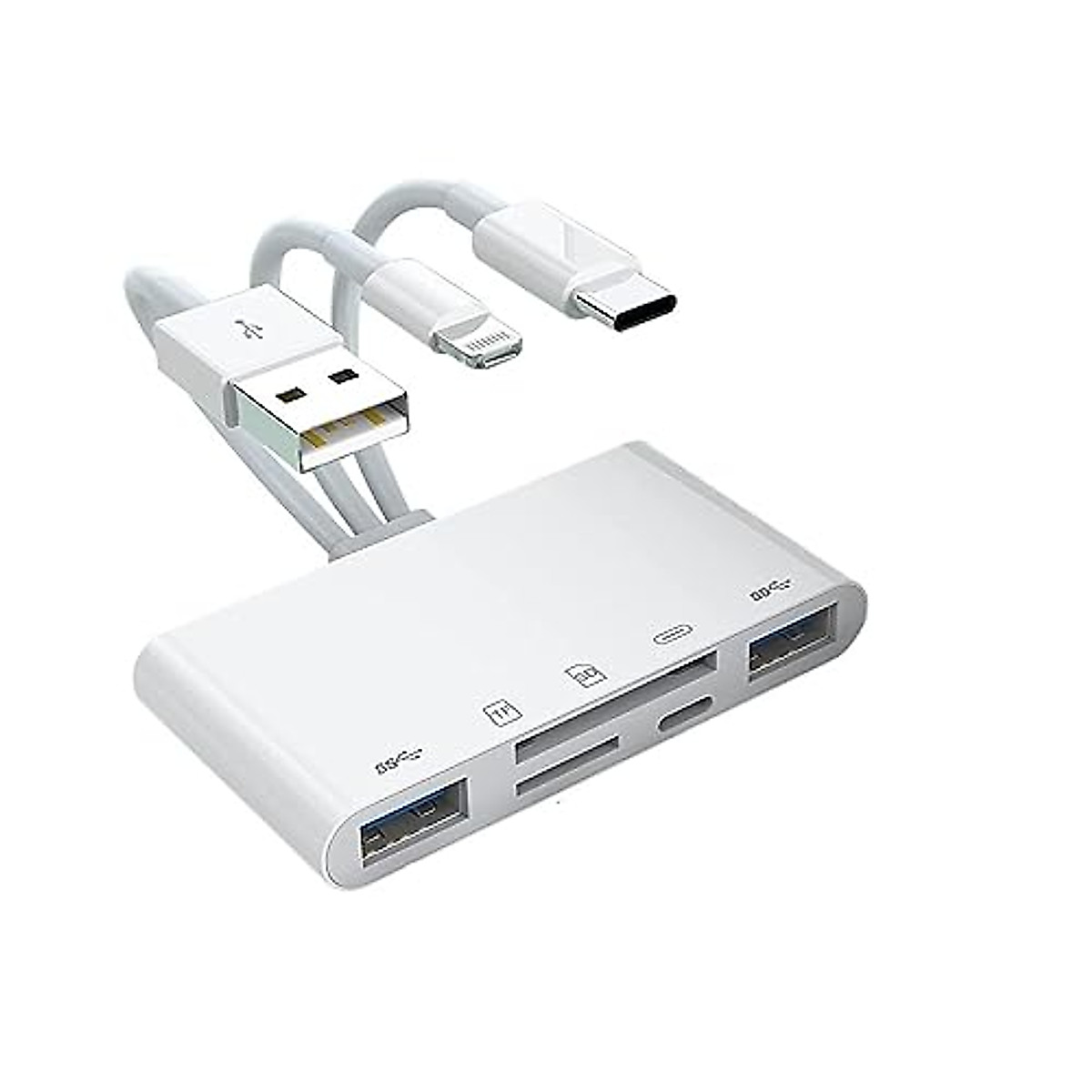 [Apple MFi Certified] 5-in-1 Memory Card Reader, iPhone/iPad USB OTG Adapter & SD Card Reader, USB C and USB A Devices with Micro SD & SD Card Slots, SDHC/SDXC/MMC, Plug and Play for iOS and Android
