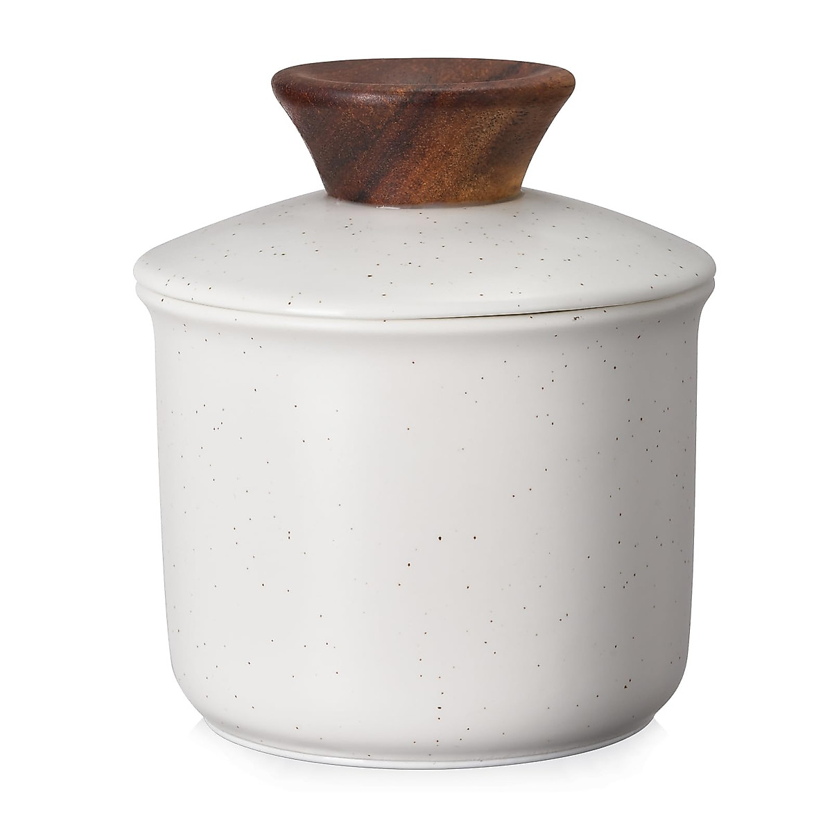 DOWAN French Butter Crock for Countertop, Ceramic Butter Dish with Waterline, Porcelain Butter Container for Spreadable Soft Butter, French Butter Dish with Lid