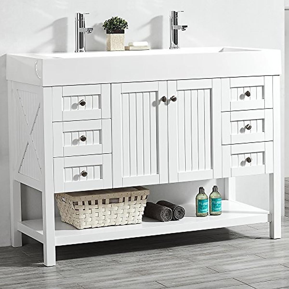 Vinnova Pavia 48” Single Vanity in White with Acrylic Under-Mount Sink Without Mirror