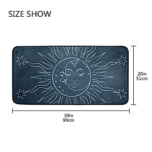 Sun and Moon Kitchen Rug Mandala Celestial Door Mat Bath Rug Home Decor Floor Mat Non-Slip Carpet for Kitchen Living Bedroom 39 x 20 Inch