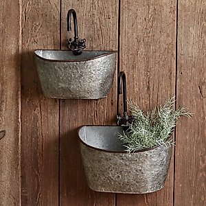 CTW Home Collection 530390 Galvanized Washtub Wall Bins, 17.75-inch Height