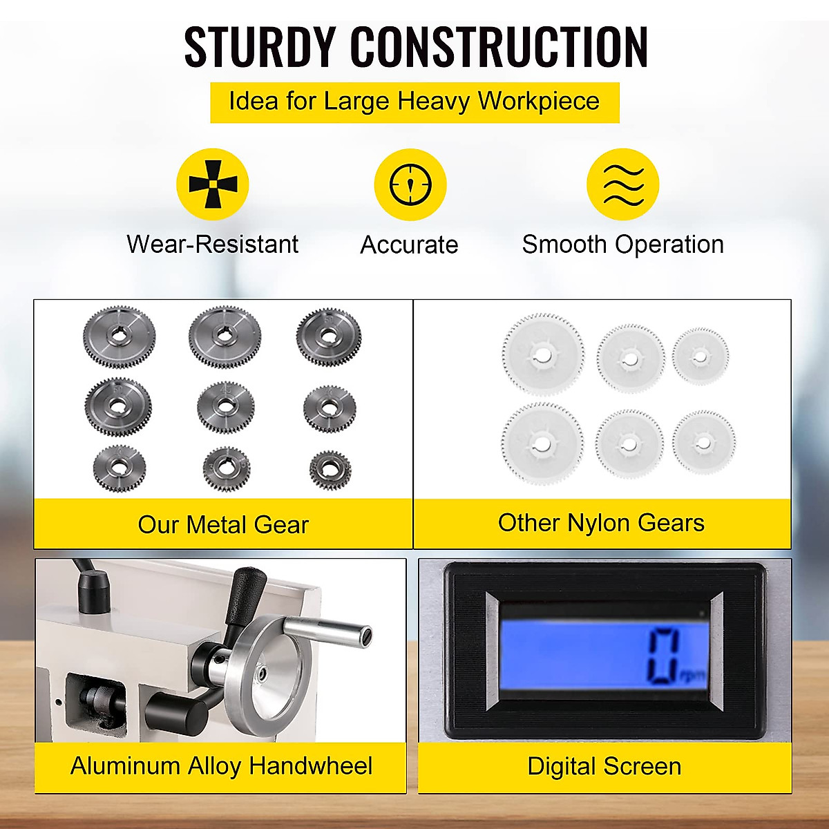VEVOR Mini Metal Lathe 8"x14", Mini Lathe Machine 2250 PRM Variable Speed Change,Precision Mini Lathe 600W Metal Working Lathe, Small Metal Lathe, Milling Machine for Various Types of Metal Turning
