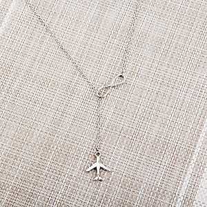 ENSIANTH Infinity and Airplane Lariat Y Necklace Jet Plane Jewelry for Stewardess Flight Attendant Traveler (Airplane Y Necklace)