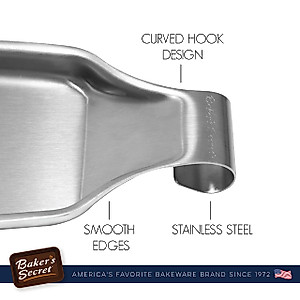 Baker's Secret Stainless Steel Spoon Rest, Heavy Duty Spatula Ladle Holder, Dishwasher Safe Kitchen Essentials