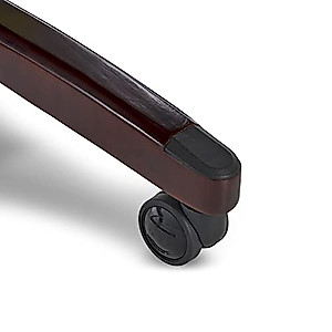 La-Z-Boy Hyland Executive Office Chair with AIR Technology, Adjustable High Back Ergonomic Lumbar Support, Bonded Leather, Mahogany Wood Finish/Black