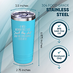 shop4ever A Wise Woman Once Said F This And She Lived Happily Ever After Engraved Insulated Stainless Steel Tumbler with Lid 20 oz. Funny Divorce Retirement Feminist Gift (Teal)