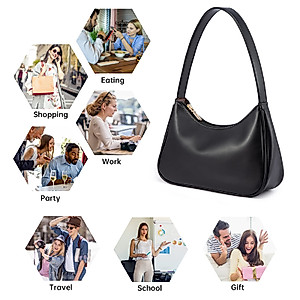 LOVEVOOK Small Purses for Women, Retro Classic Black Shoulder Bag Cute Mini Handbag, Vegan Leather Tote Clutch Purse Hand Bags