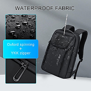 FENRUIEN Laptop Backpack for Men, 15.6 Inch Computer Anti-theft Waterproof Backpack with USB Charging Port and YKK Double Zippers, Business Mens Backpacks for Work Office School Travel