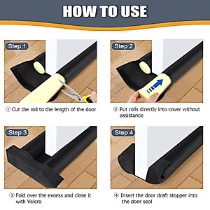 BlissTrends Door Draft Stopper Covers Gaps up to 2", Draft Stopper for Bottom of Door Soundproof, Windproof, Dustproof, Block Light, Insect Resistant, Under Door Draft Stopper 36 Inch (Black)