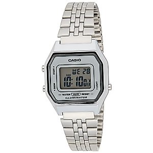 Casio Ladies Mid-Size Silver Tone Digital Retro Watch LA-680WA-7DF