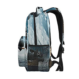 AUUXVA TropicalLife Pirate Ship Backpacks School Bookbag Shoulder Backpack Hiking Travel Daypack Casual Bags