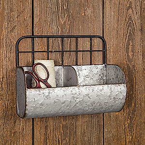 Colonial Tin Works Industrial Farmhouse Chic Small Divided Wire Back Wall Bin/Shelf