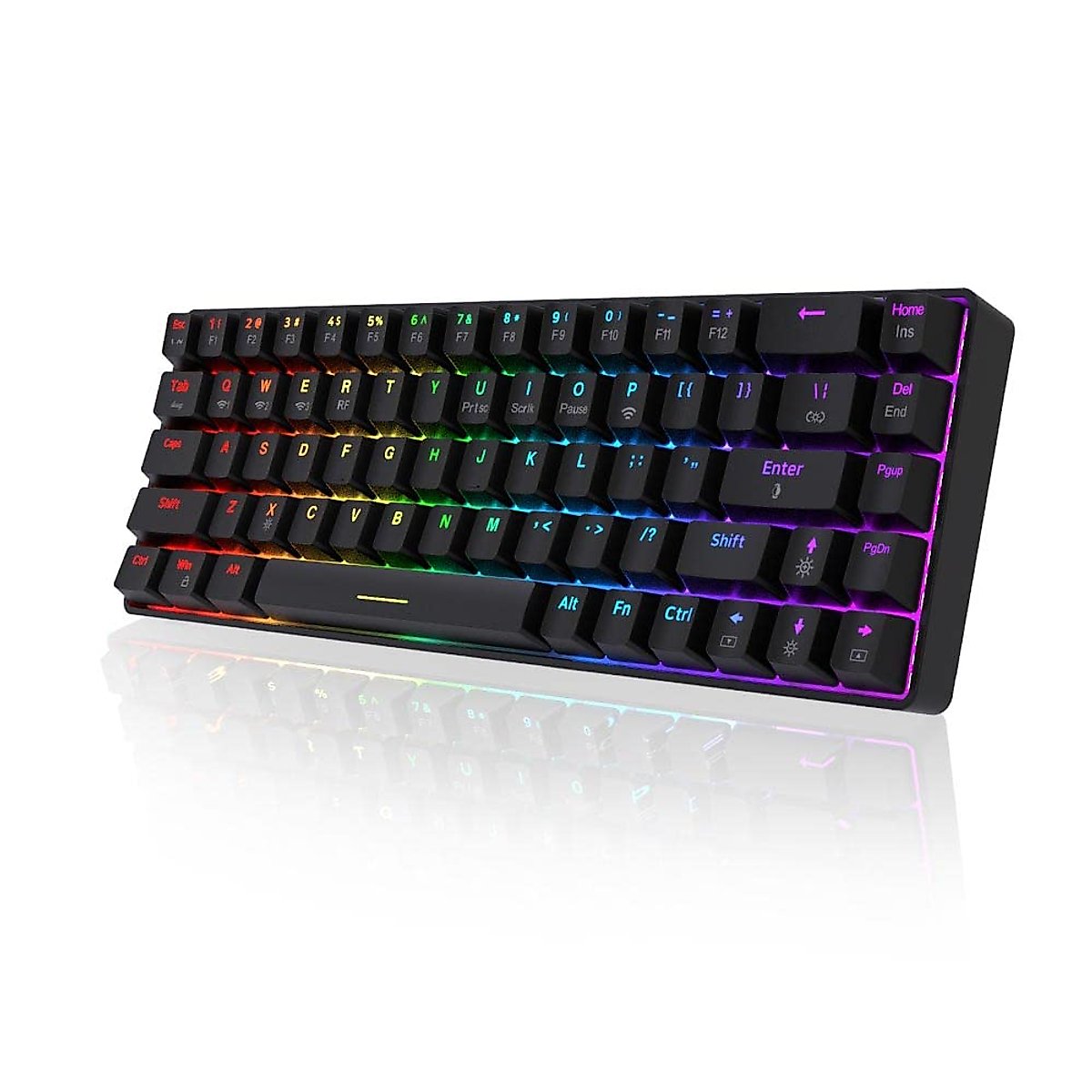 NACODEX 68 Key 65% Hot swappable Mechanical Keyboard, 2.4G Wireless/Bluetooth/Wired RGB Backlit Keyboard, 1900mAh Programmable Keyboard for Win/Mac/Gaming