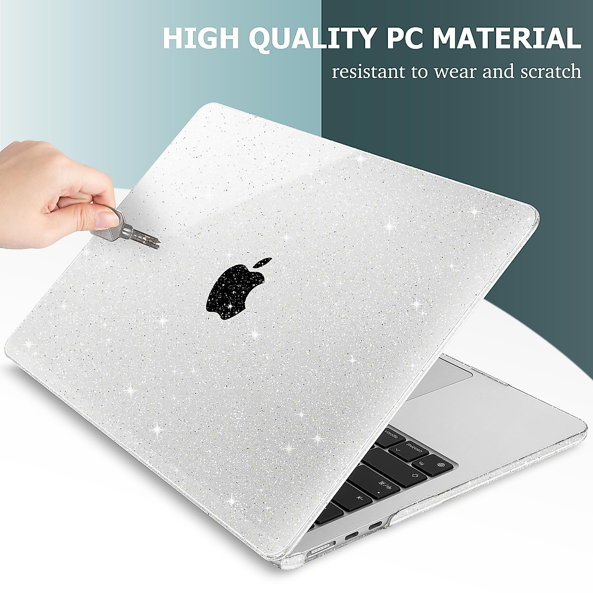 May Chen Compatible with M3 MacBook Air 13.6 inch Case 2022 2023 2024 A3113 A2681 M2 Chip, Plastic Hard Shell Case for MacBook Air 13.6" with Liquid Retina display Fits Touch ID, Clear Glitter