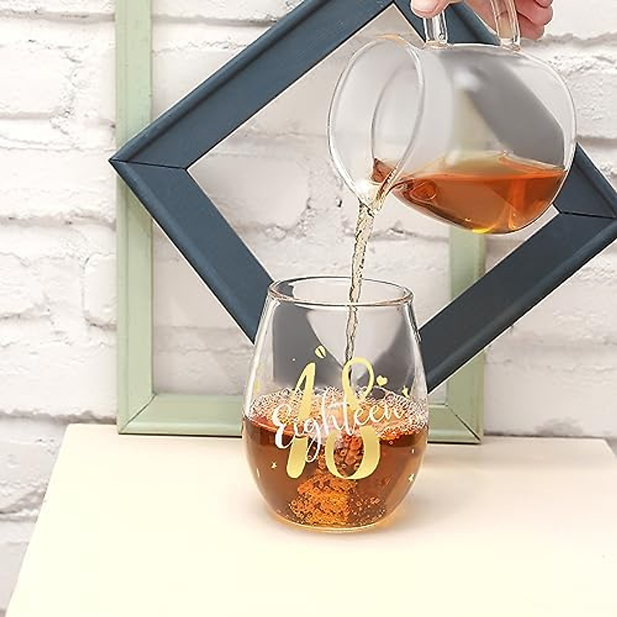 Yalucky 18th Birthday Gifts For Women Wine Glass Gift Idea 18 Years Old Party Decorations 18th Anniversary Wedding Drinking Present For Wife Her Friend Ladies Mom Auntie Daughter Sister