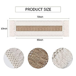 FEXIA Boho Table Runner for Home Decor 72 Inches Long Farmhouse Rustic Table Runner Cream & Brown Macrame Table Runner with Tassels for Boho Dining Bedroom Decor Rustic Bridal Shower (12x72 Inches)
