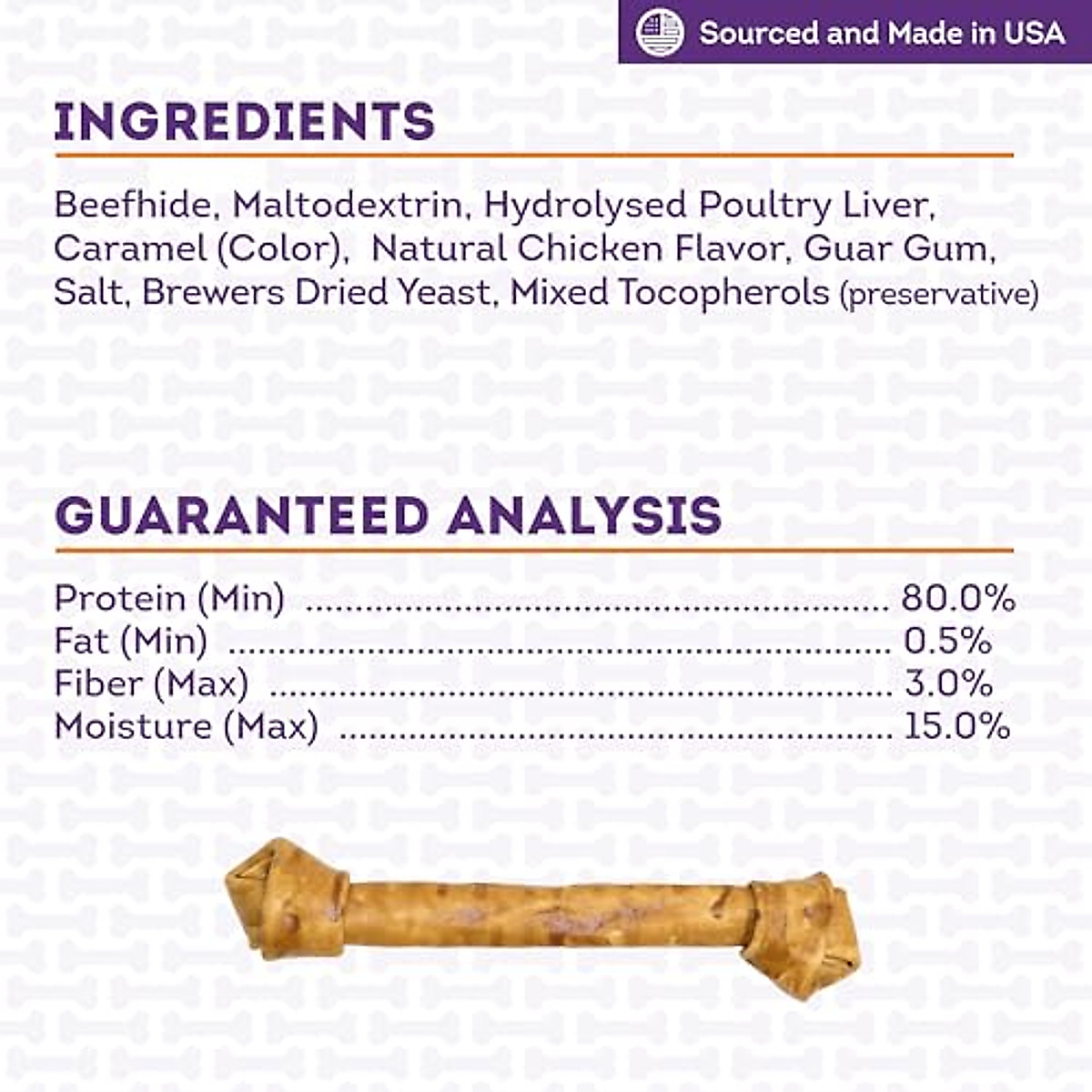 Treatly USA Beefhide Bones 15-17" Dog Chew Treats - Chicken Flavor, 1 Count/1 Pack