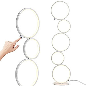 Floor Lamp for Living Room , Modern Ring Style , 24W Standing Lamp for Bedroom , 3 Brightness Levels Dimable with Touch Switch 3000K LED,39 Inches, Tall Lamp For Office, Kids Room, Reading Room(White)