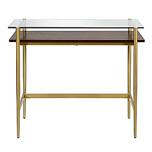Eaton 36'' Wide Rectangular Desk in Brass/Walnut