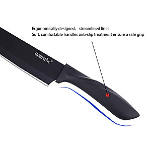 dearithe Kitchen Knife Set 7 Piece, High Carbon Stainless Steel Knife Block Set with Knife Sharpener, Professional Chef Knife Set with Acrylic Stand,Non stick coating for Anti-rusting and Sharp