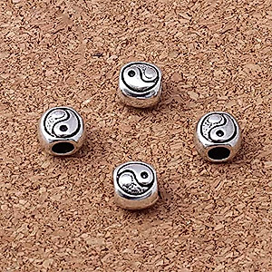 NHBT YU 20pcs/lot Fashion Pattern Big Hole Loose Beads Manual Decoration Beards/Wig Woven Bracelets Spacer Beads DIY Jewelry Make T704 (Color : Silver 20pcs, Item Diameter : 9.5x8.5mm hole4mm)